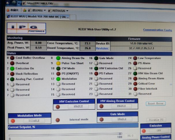 IPG激光器网页监控及网络连接方法-上海交博自动化科技有限公司